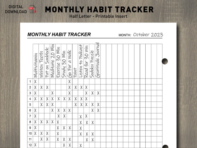 Printable Monthly Habit Tracker | Habit Streak Journal | Instant ...