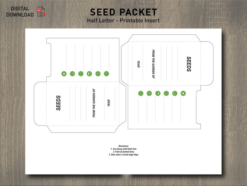 Seed Starter Log & Seed Packet Cut Out | Printable Insert | Half-letter ...