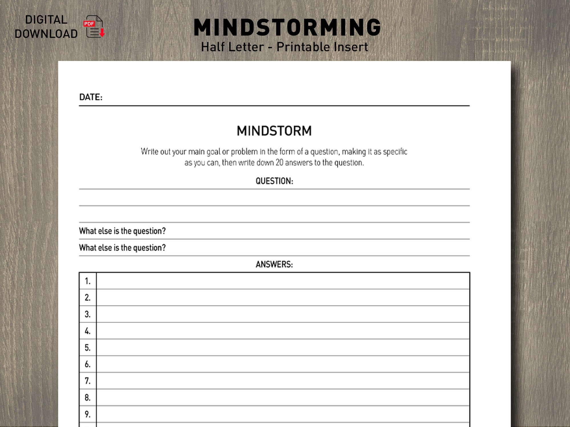 Mindstorming Printable Insert : Ultimate Productivity | Printable ...
