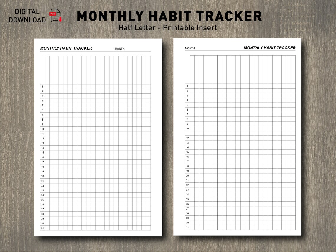 Printable Monthly Habit Tracker | Habit Streak Journal | Instant ...