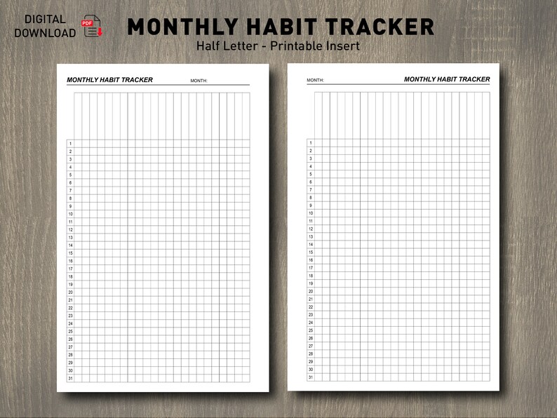 Printable Monthly Habit Tracker | Habit Streak Journal | Instant ...