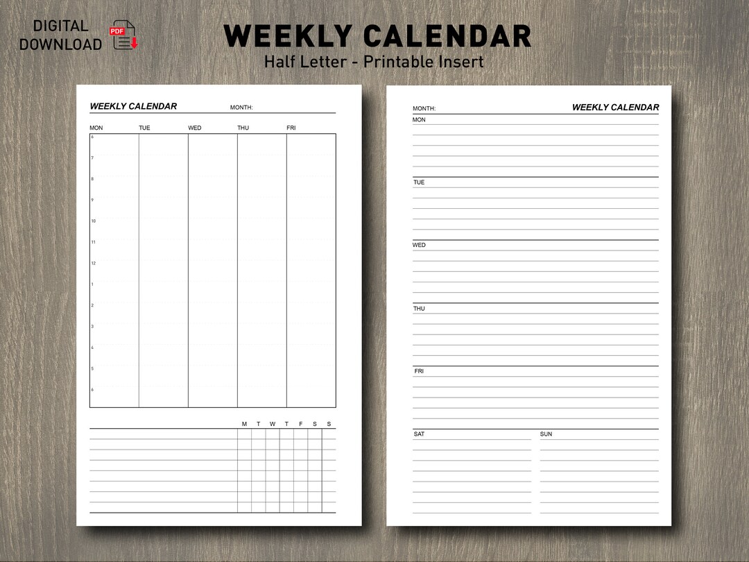 Minimalist Weekly Calendar: Stay Organized and Inspired | Printable ...