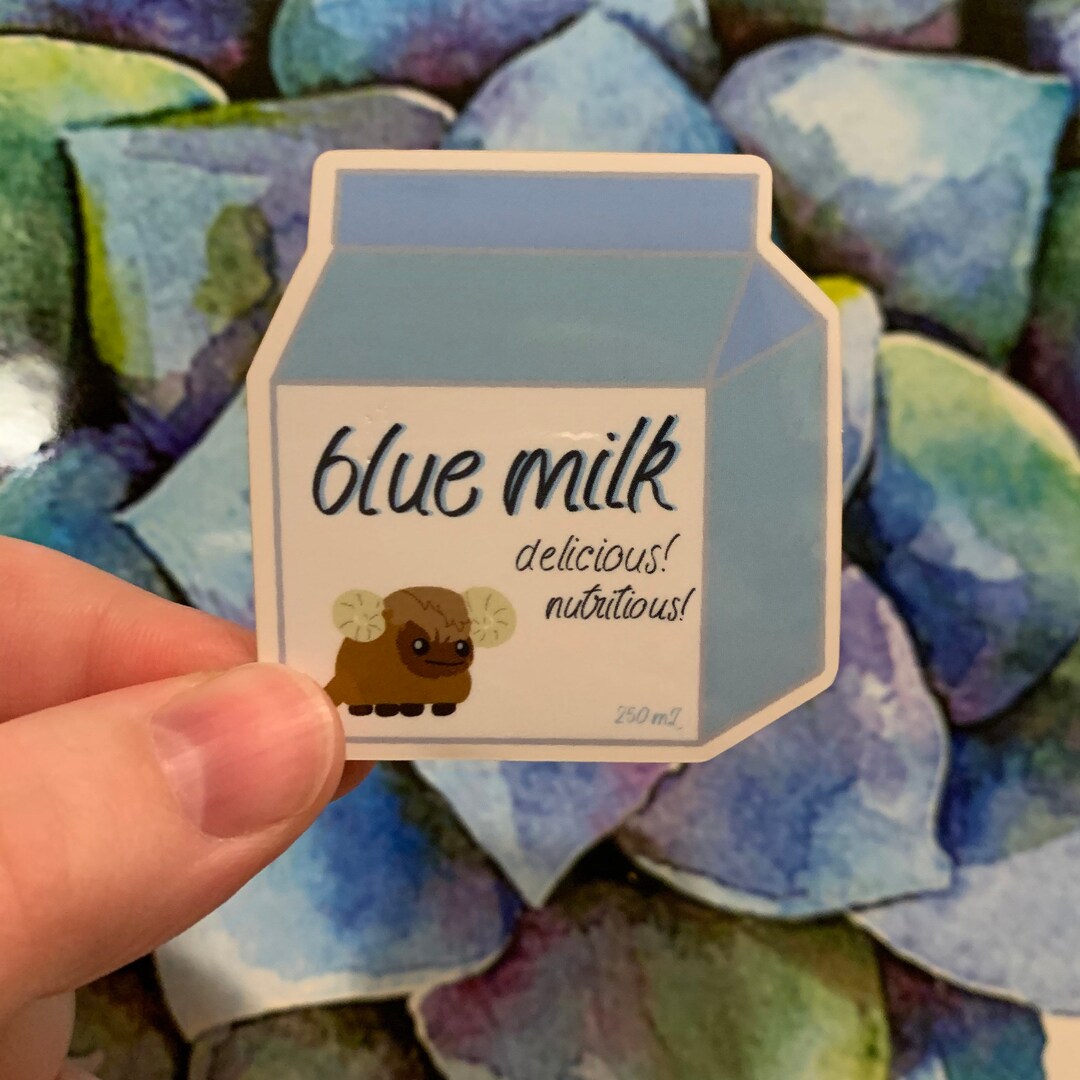 Blue Milk Carton Sticker - Etsy