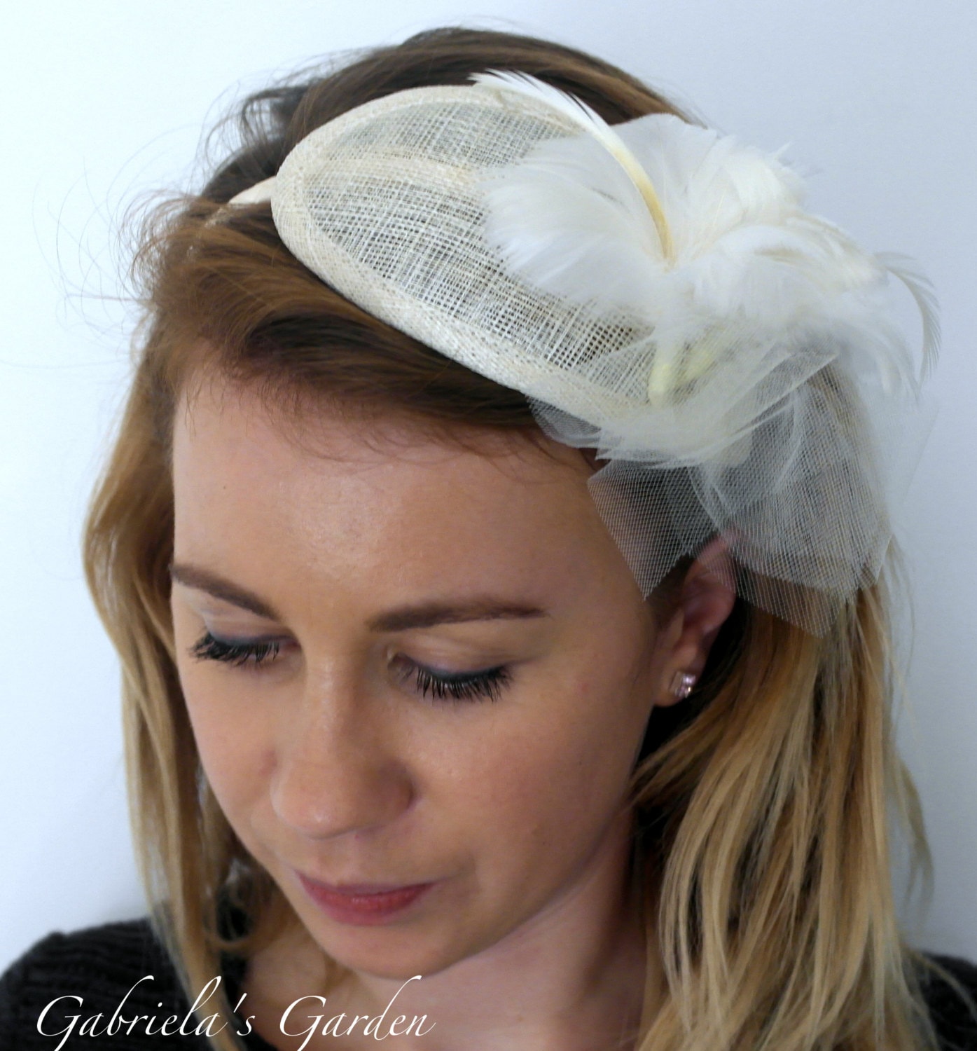 Ivory Fascinator, Ivory Goose Feathers Flowers, Hair Accessory, Ivory ...
