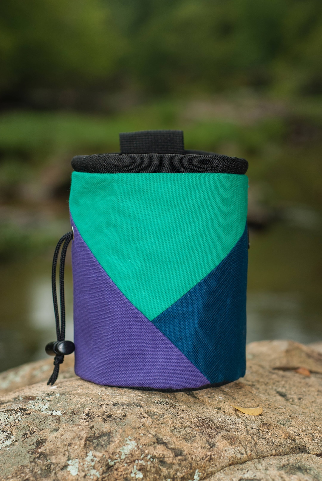 Rock Climbing Chalk Bag | Green Triangle Design | Gift for Climber ...