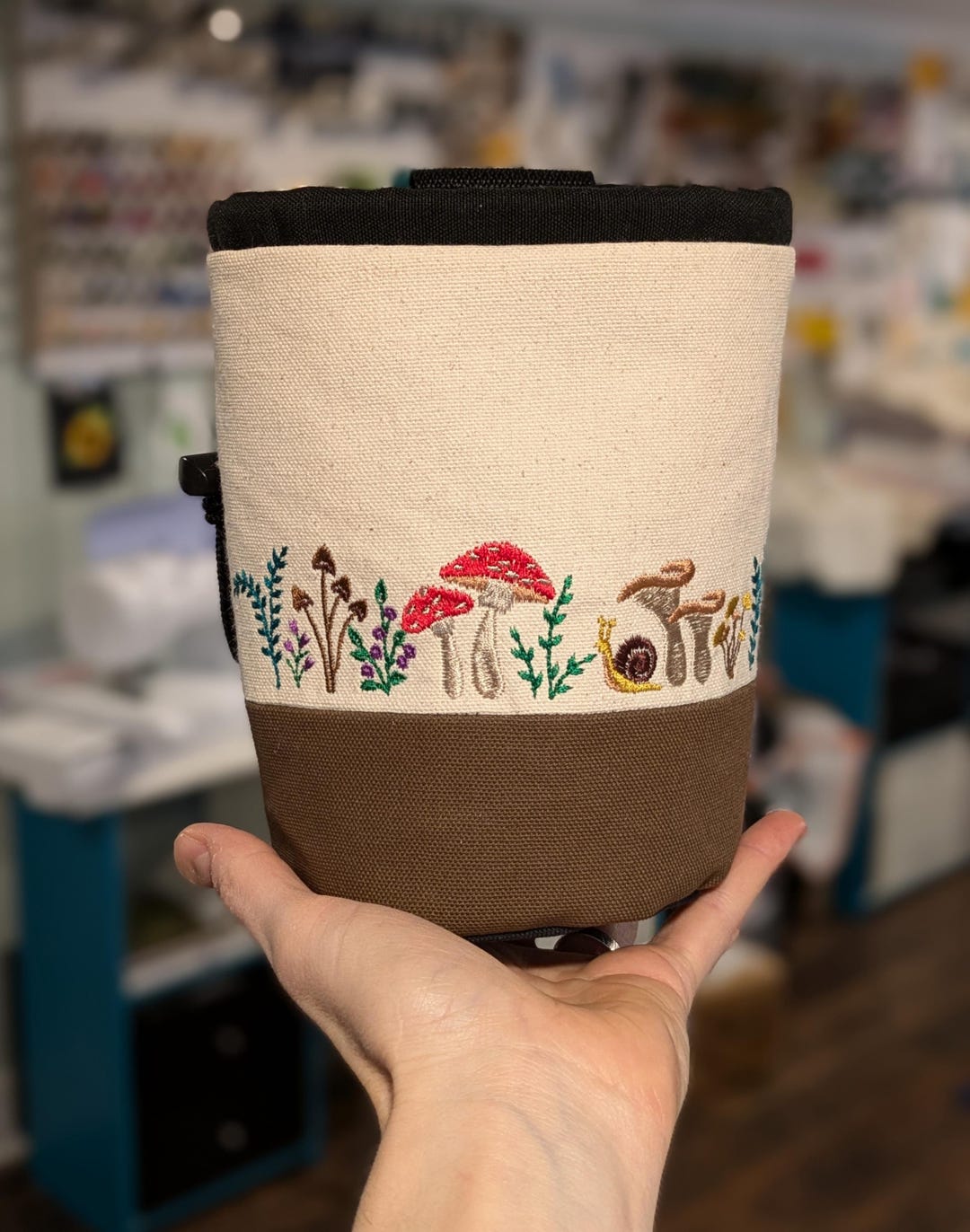 Wild Mushroom Forest Chalk Bag | Brown Rock Climbing Chalk Bag | Gift ...