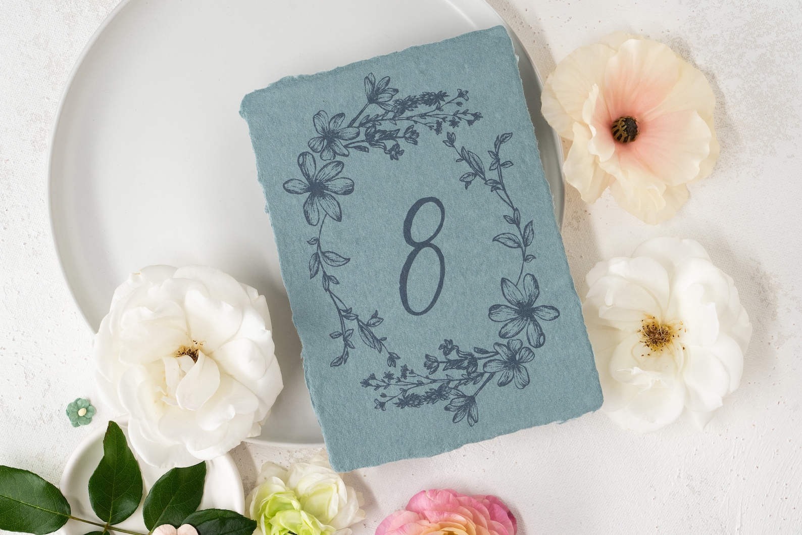 Dusty Blue Floral Table Numbers - Etsy
