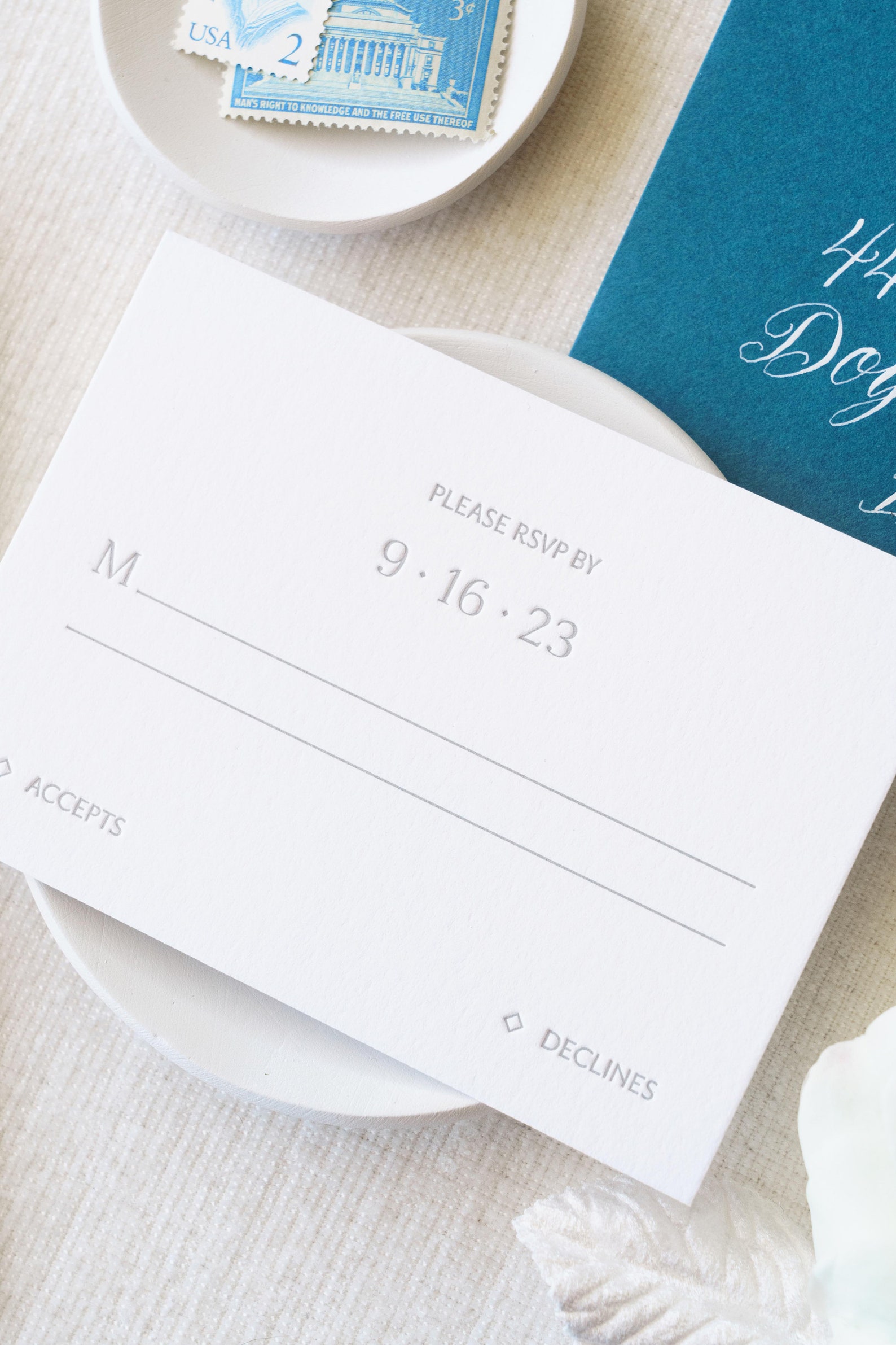 Simple Modern Letterpress Wedding Invitation | Semi Custom - Etsy
