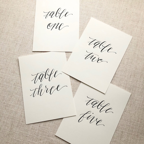 Calligraphy Table Number Cards - Etsy