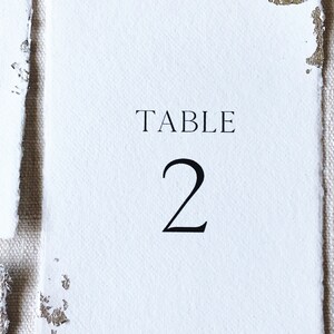 Gold or Silver Leaf Table Number Signs on Handmade Paper - Etsy