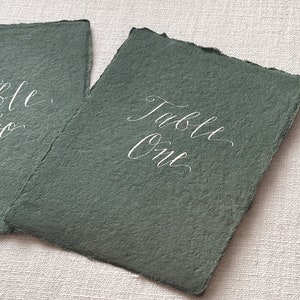 Green Handmade Paper Calligraphy Table Numbers - Etsy