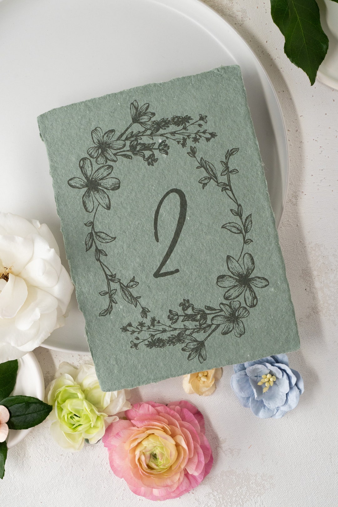 Floral Frame Table Number Signs on Handmade Paper - Etsy