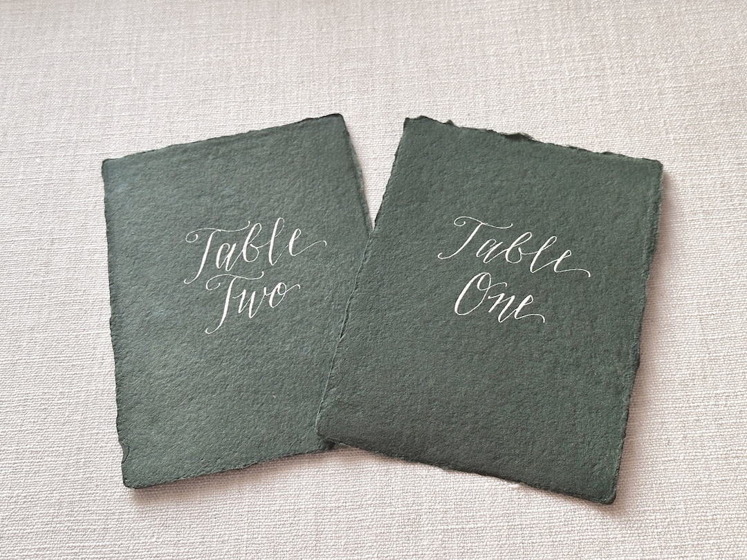Green Handmade Paper Calligraphy Table Numbers - Etsy