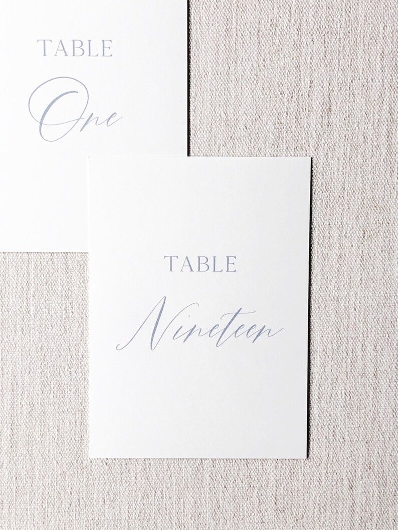 Dusty Blue Table Number Signs - Etsy