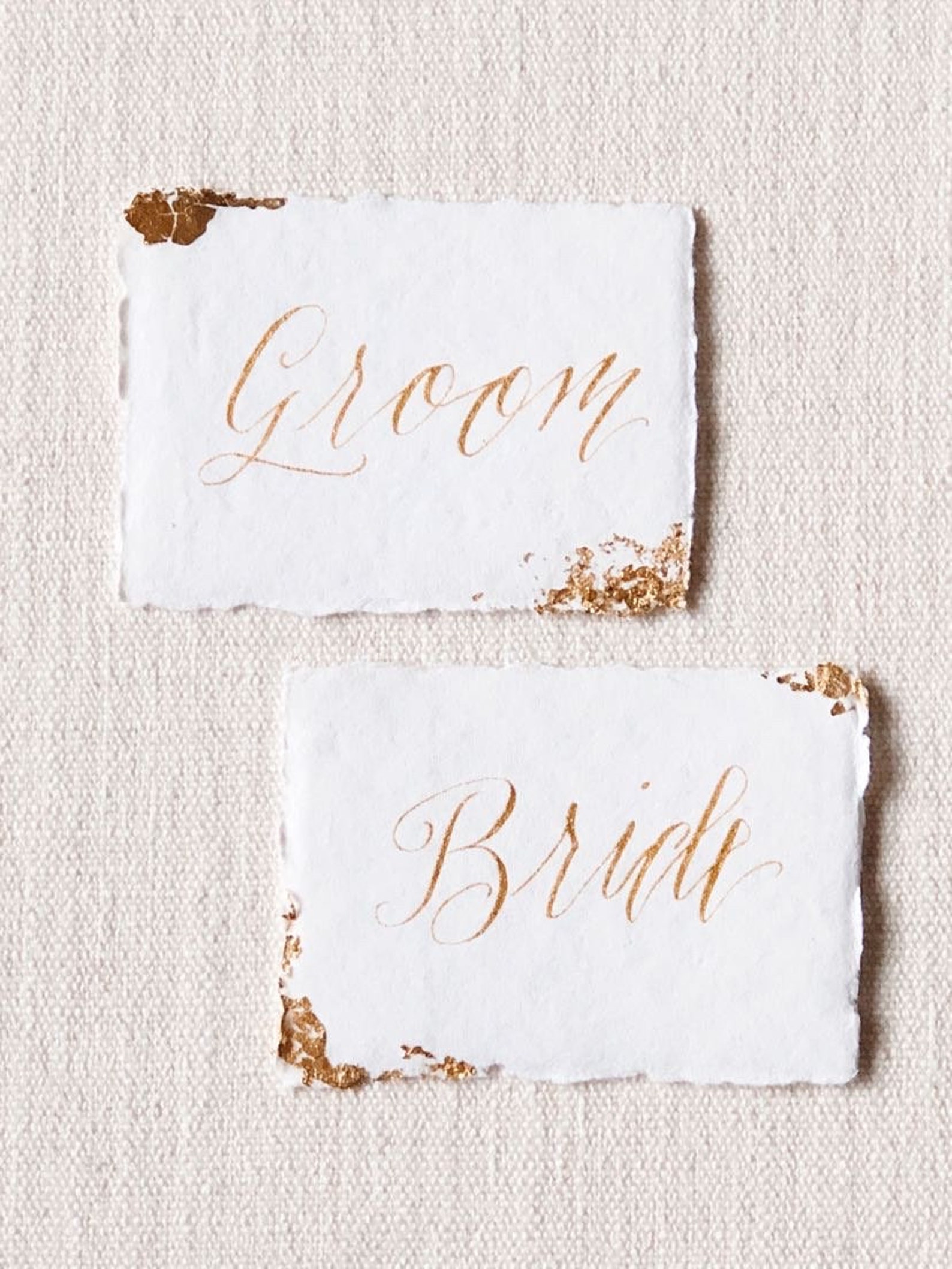 Wedding Place Cards With Gold Leaf Edge - Etsy
