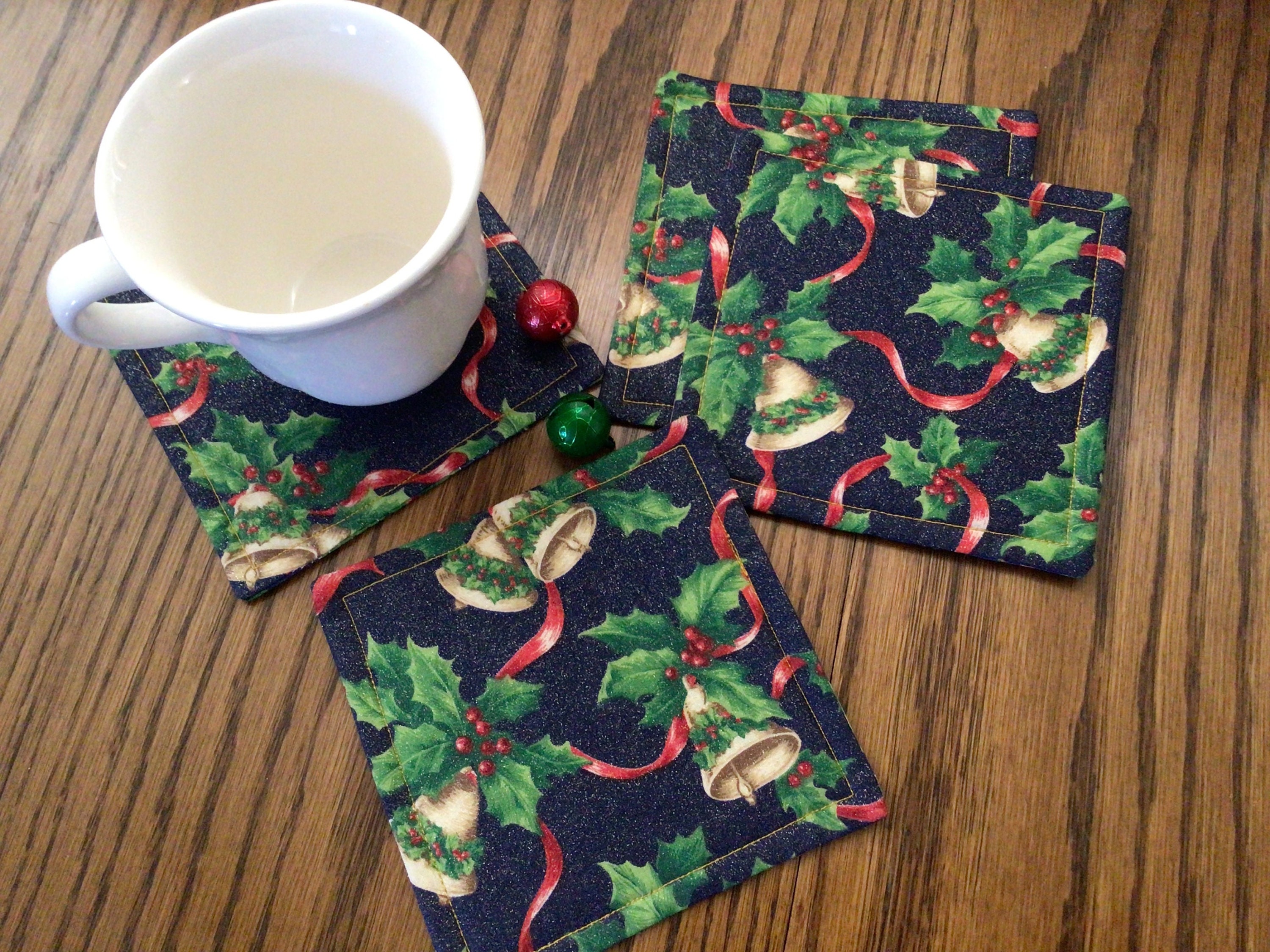 Holiday Coasters, Set of 4 Christmas Coasters, Holiday Decor, Gift ...