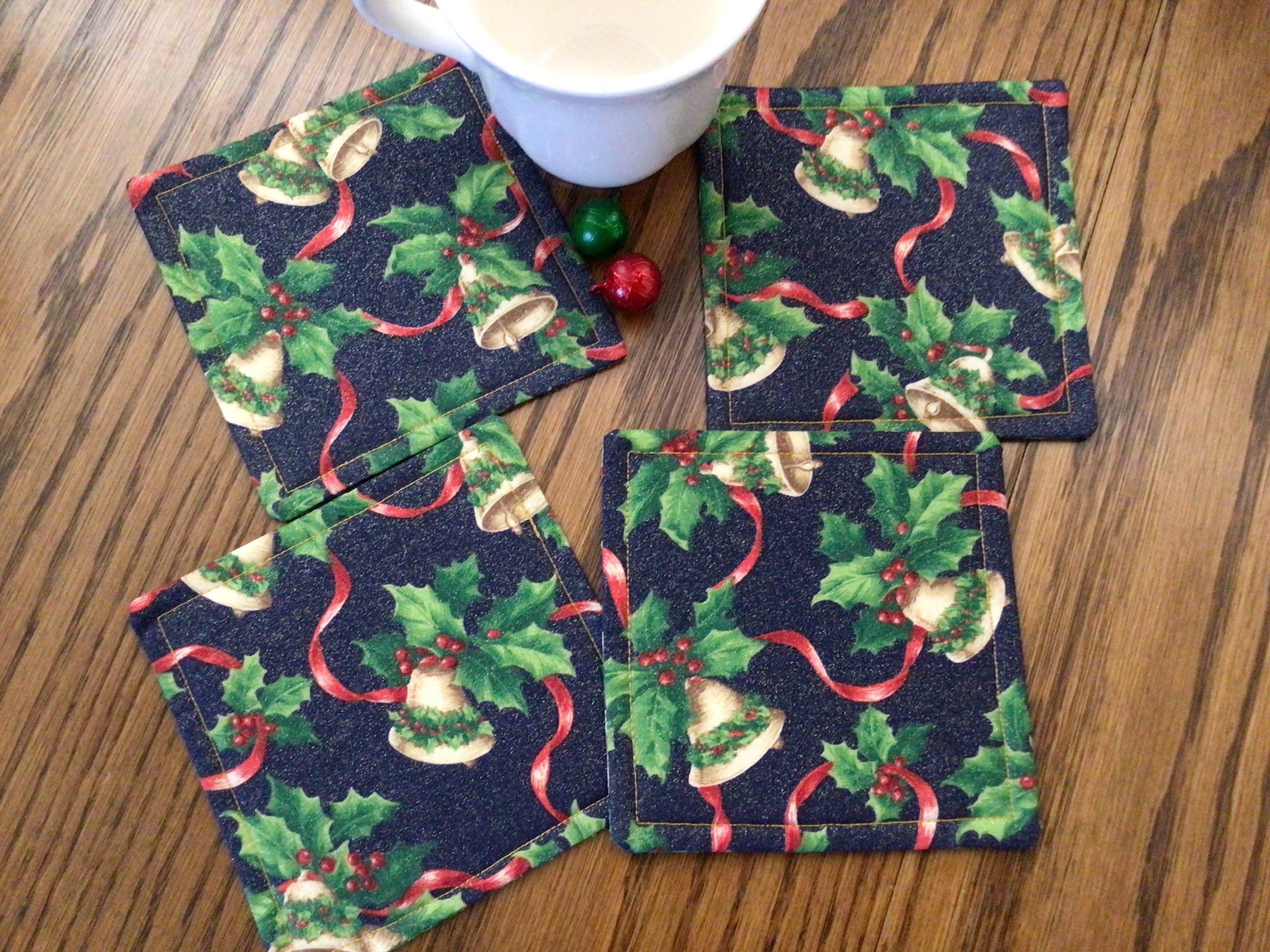 Holiday Coasters, Set of 4 Christmas Coasters, Holiday Decor, Gift ...