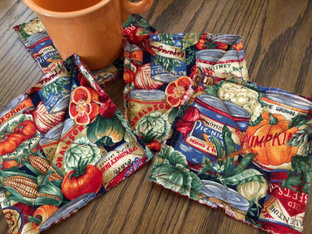 Brilliant Color Rich FALL Fabric Coasters, Rag Quilt Style Coasters ...
