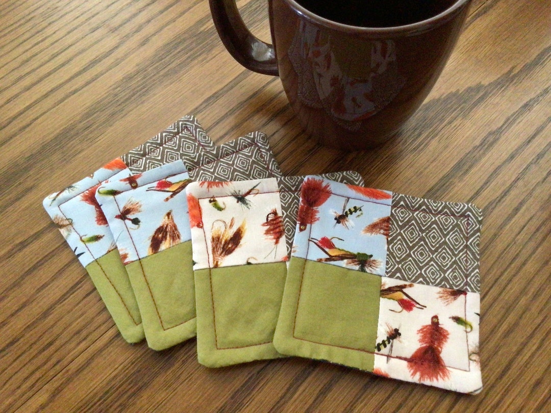 Set of 4 Quilted Patchwork Summer Coasters, Coffee, Drink Coasters ...