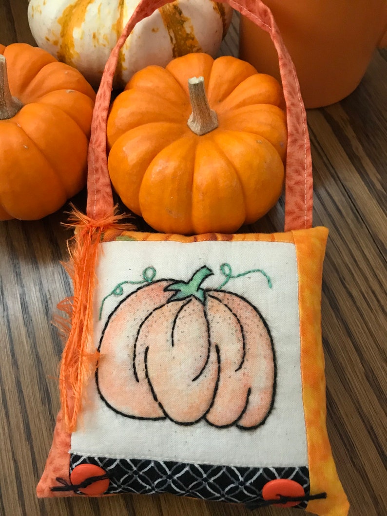 Embroidered Hanging Stuffed Pumpkin Pillow, Fall Decor, Embroidered ...