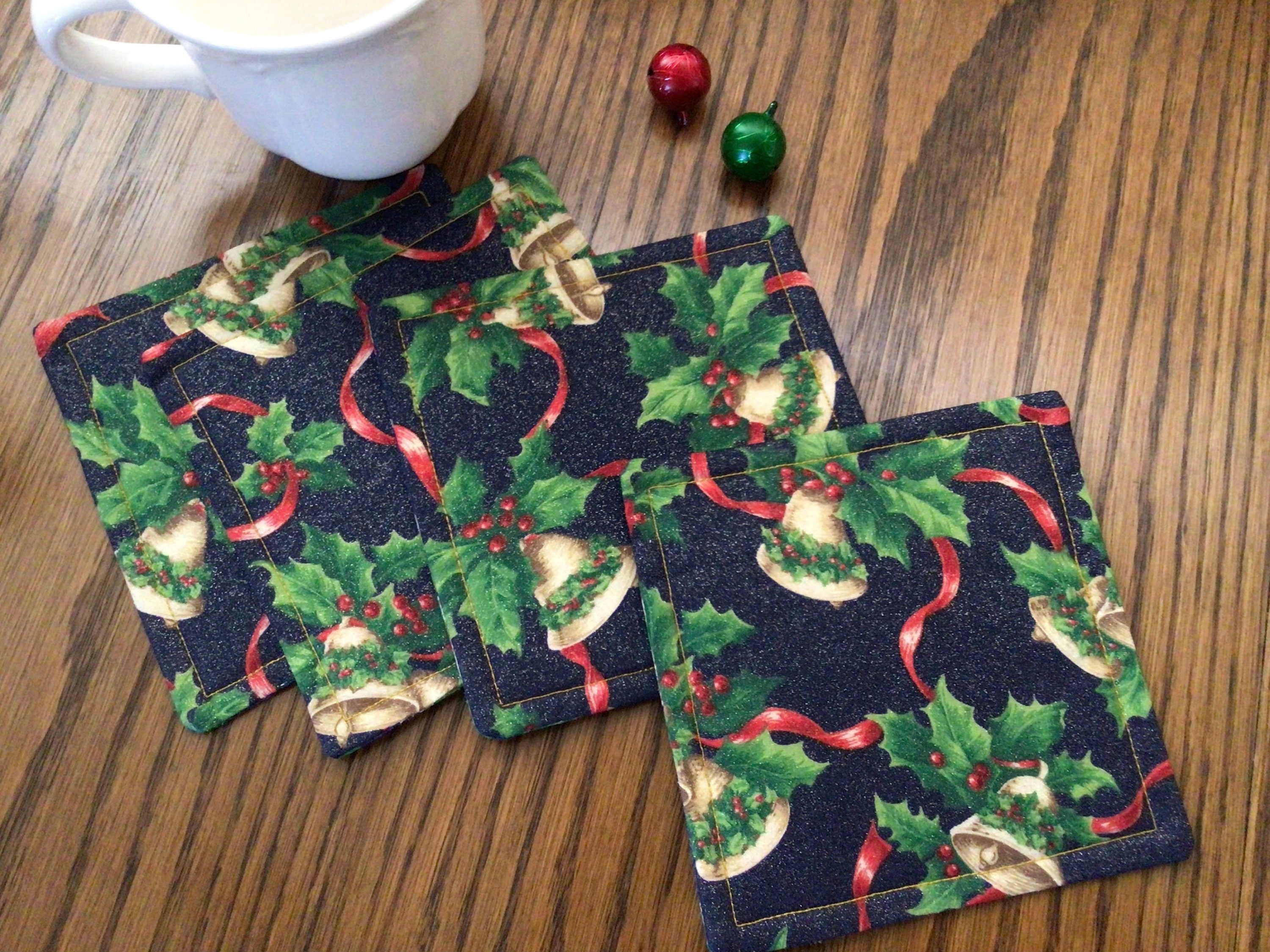Holiday Coasters, Set of 4 Christmas Coasters, Holiday Decor, Gift ...