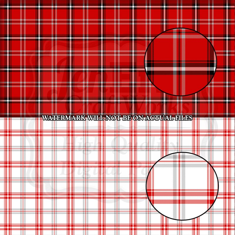 Red Digital Pattern Pack, Printable Red Digital Patterns, Red White ...