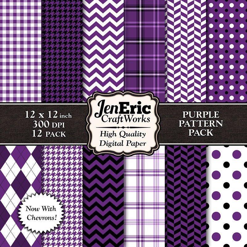 Purple Digital Paper Pack, Printable Purple Patterns, Digital Purple ...