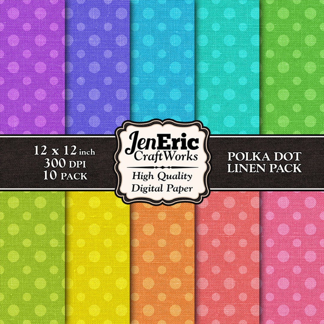 Linen Polka Dot Digital Paper, Linen Digital Paper, Printable Polka Dot ...