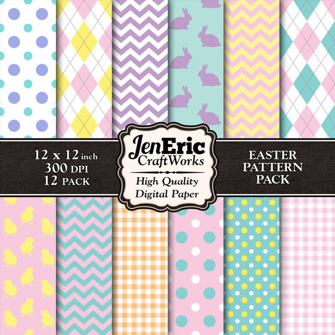 Easter Digital Paper, Printable Pastel Bunny Pattern, Easter Printable ...