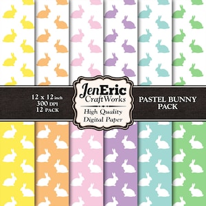 Easter Digital Paper Pack, Printable Pastel Bunny Pattern, Digital ...
