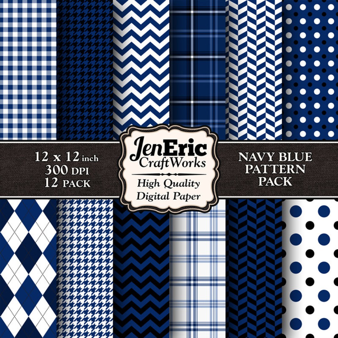 Navy Digital Paper, Printable Blue Navy Digital Background Pattern ...