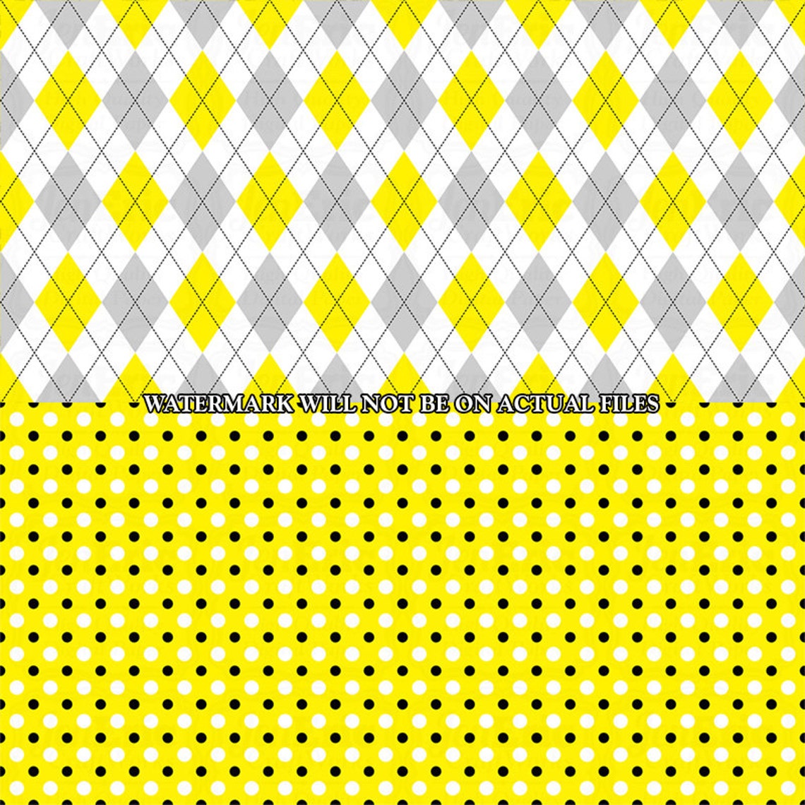 Yellow Digital Paper, Printable Yellow Pattern, Yellow and Black ...