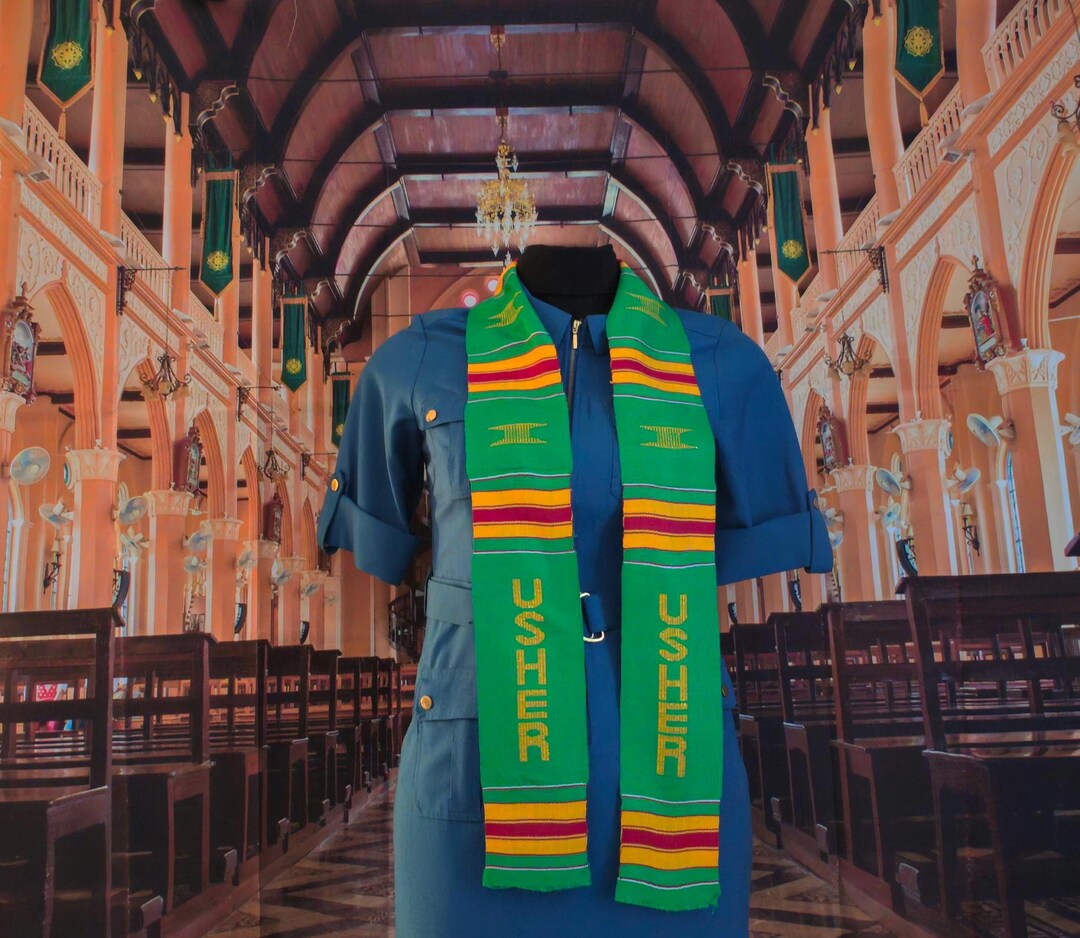 USHER Green Kente Stoles - Etsy