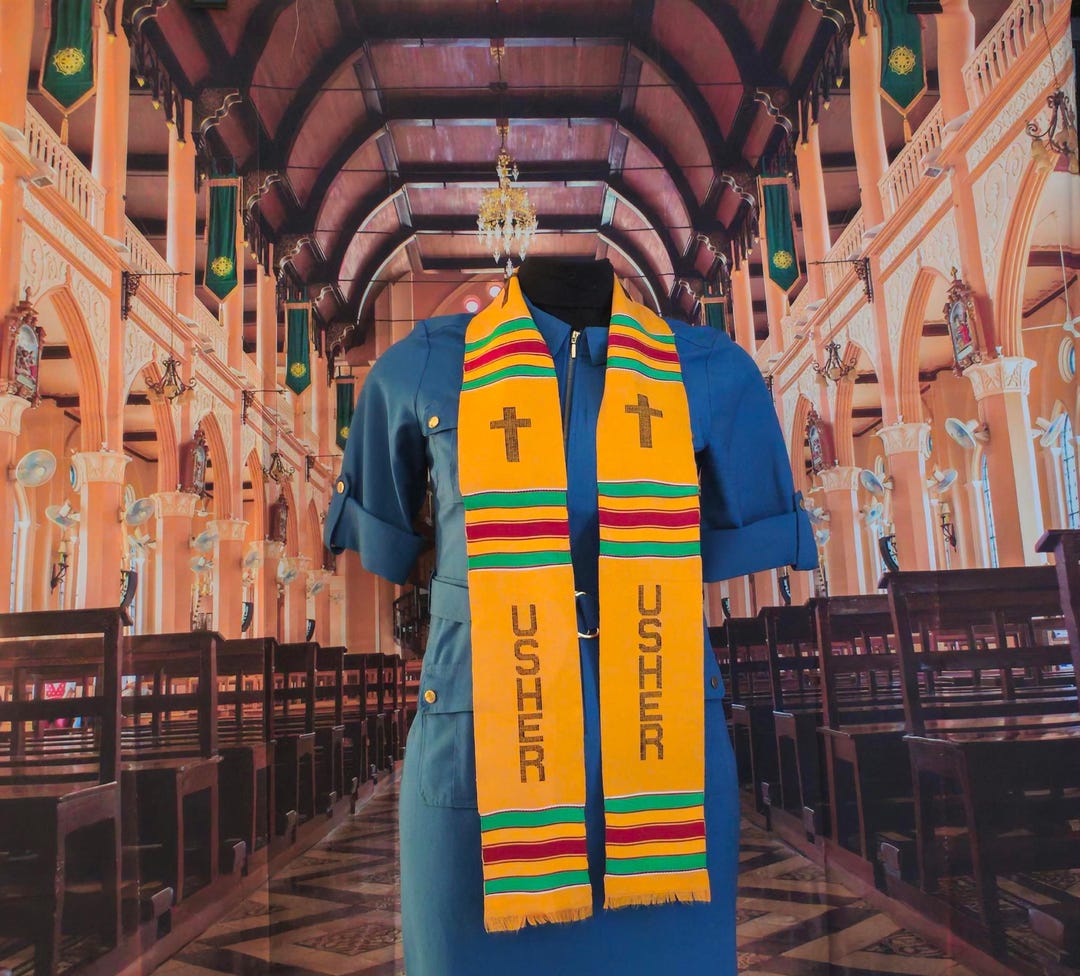 USHER Yellow Kente Stoles - Etsy