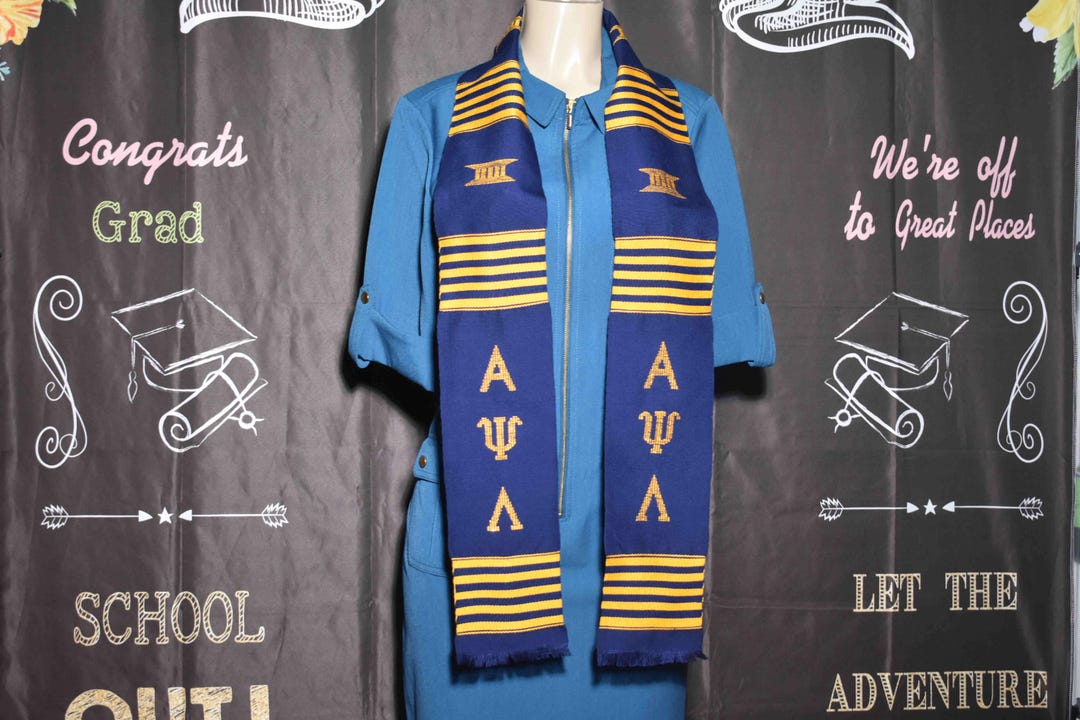 Alpha Psi Lambda Navy Blue and Gold Kente Stole - Etsy