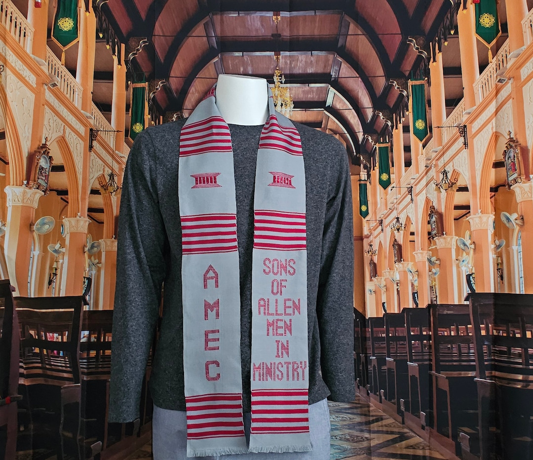 AME Church Sons of Allen Kente Stoles-gray and Burgundy - Etsy