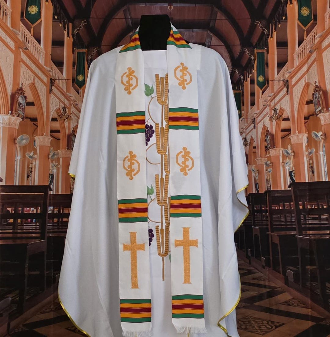 Traditional White Kente Priest Stoles. - Etsy