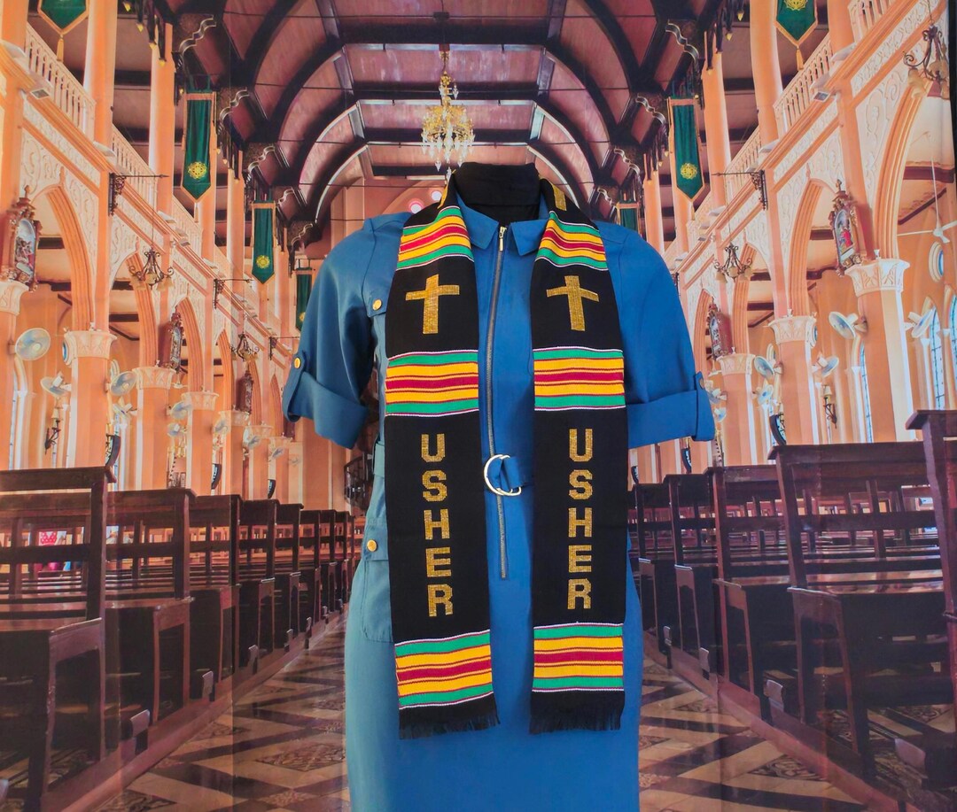 USHER Black Kente Stoles - Etsy