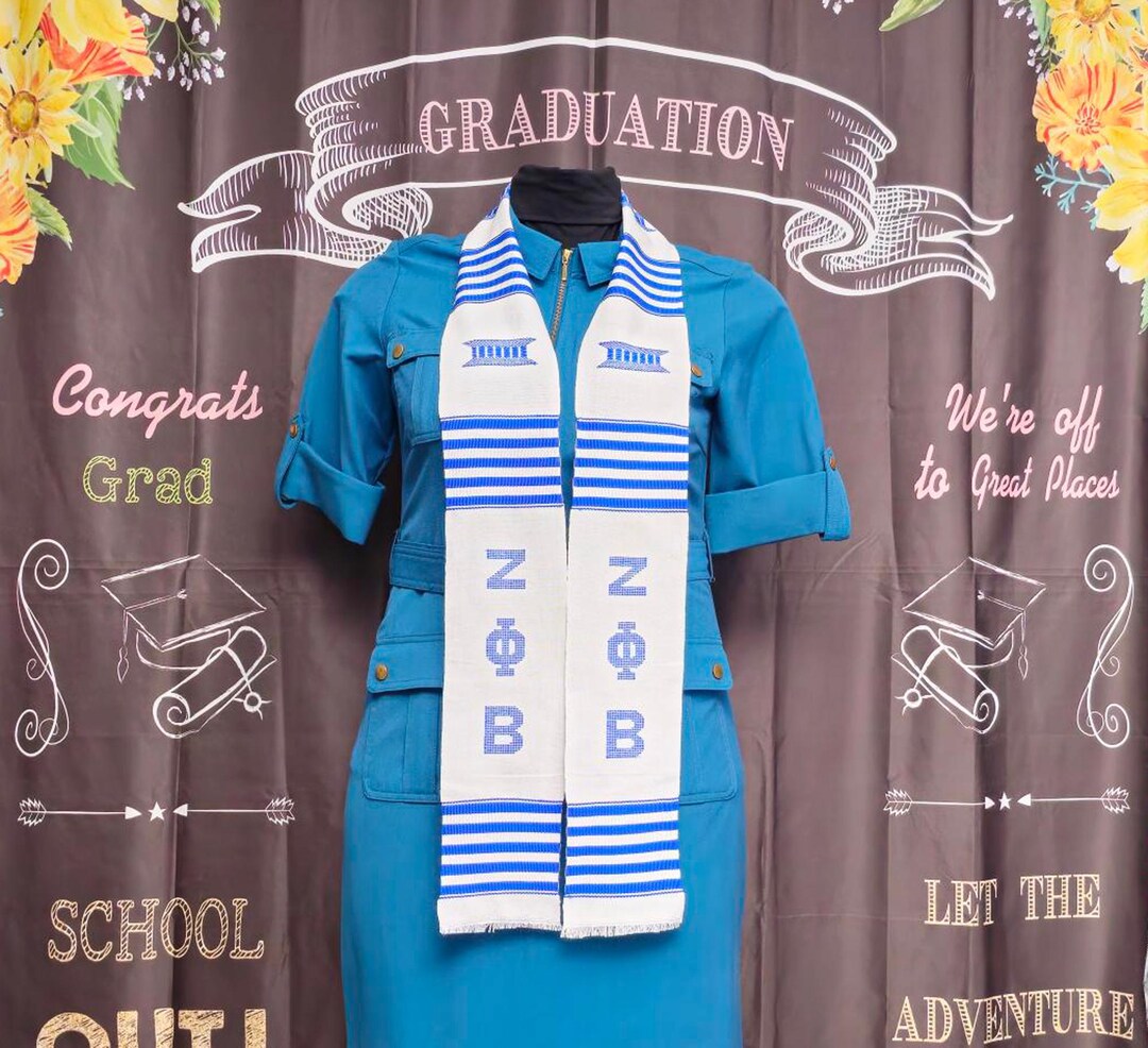 Zeta Phi Beta Kente Stoles-white - Etsy