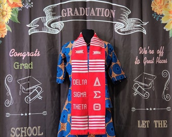 Delta Sigma Theta Black Kente Stoles Red Letters - Etsy