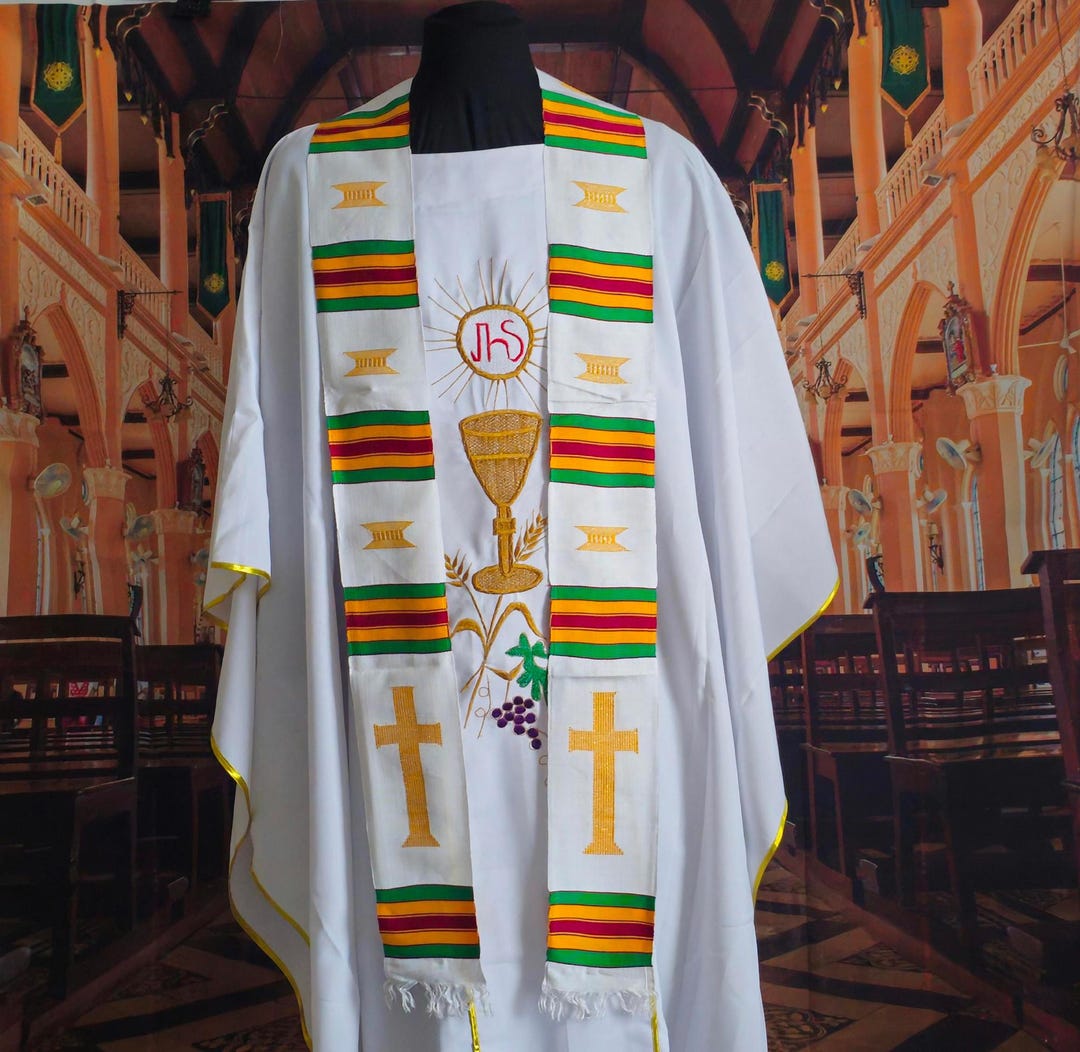Traditional White Kente Priest Stoles. Stools - Etsy