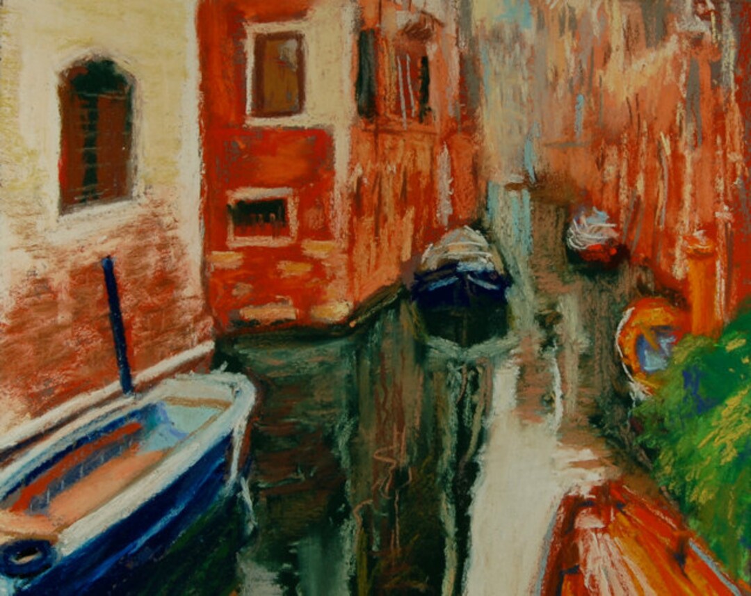 Original Pastel Painting Venice Venetian Canal Italian - Etsy