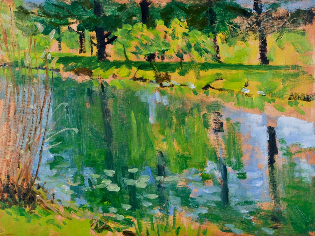 Original Oil Painting, Plein Air, Pond, Reflections, by Robert Lafond ...