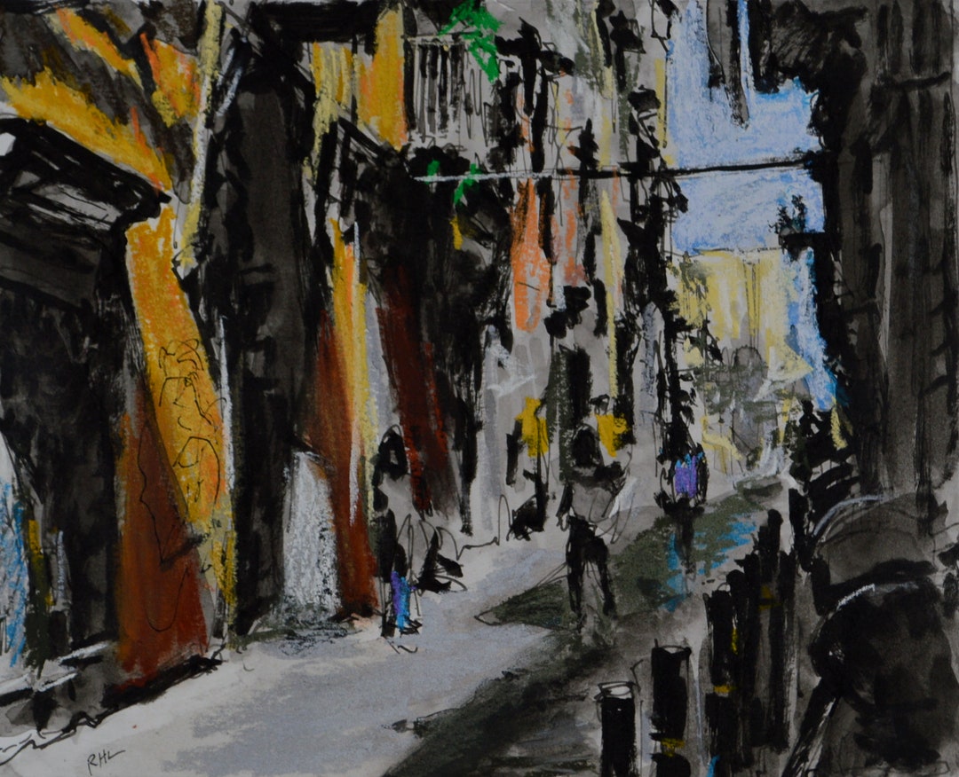 Original Drawing Naples Italy Street Scene Pen and Ink by - Etsy