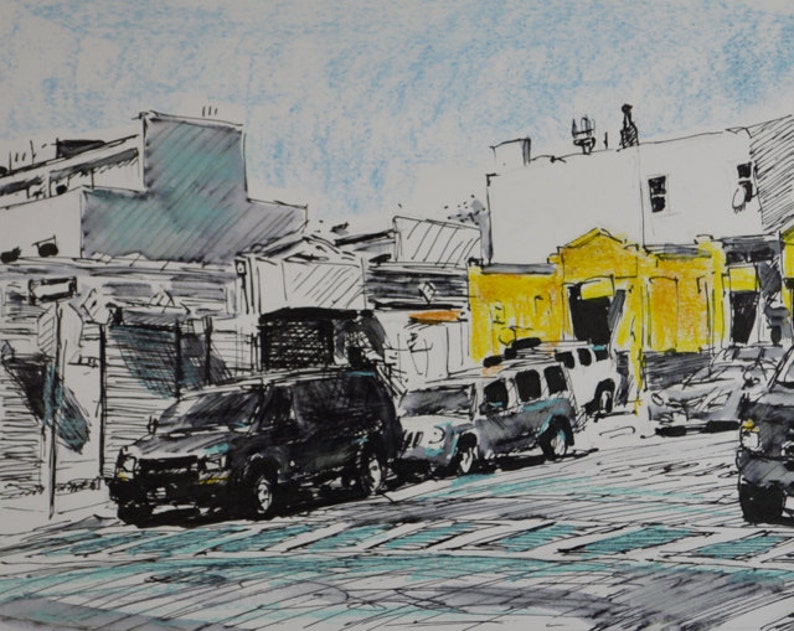 Original Drawing Pen and Ink Brooklyn Street Scene by Robert - Etsy