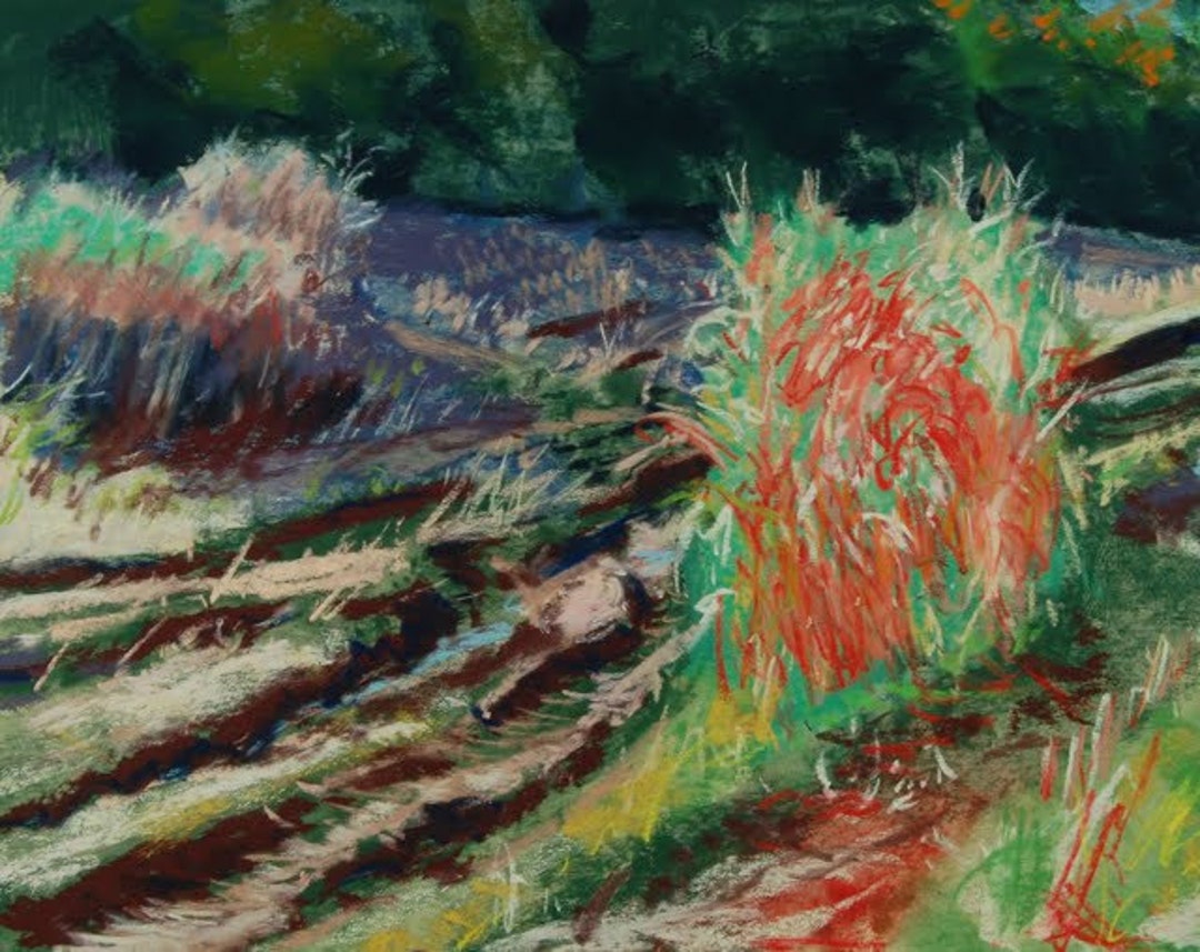 Original Pastel Painting Corn Field Berkshires Autumn by - Etsy