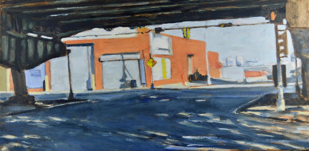Original Oil Painting, Brooklyn, Cityscape, Gowanus Expressway, Street ...