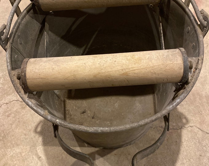 Vintage Galvanized Metal Wringer Mop Bucket Pail With Foot Pedal - Etsy