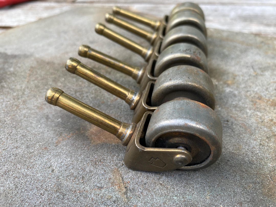 6 Vintage Gold Tone Casters Wheels Furniture Carts Cabinet 1 1/4” - Etsy