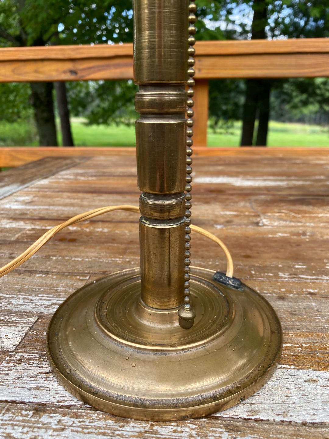 Vintage Solid Heavy Brass Table Lamp Pull Chain W/acorn End. 11" Height ...